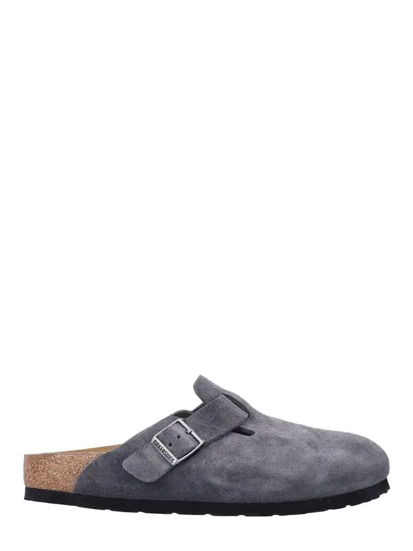 BIRKENSTOCK Suede Mules - Charcoal