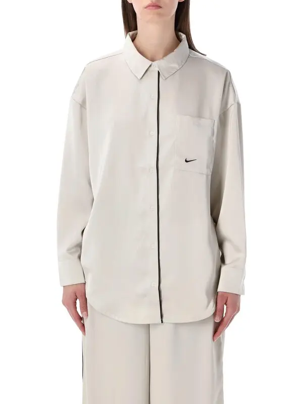 Nike Oversized Satin Top - Beige
