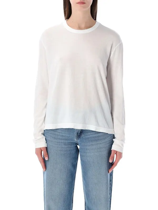 JAMES PERSE Crepe Jersey Long Sleeve Tee - White