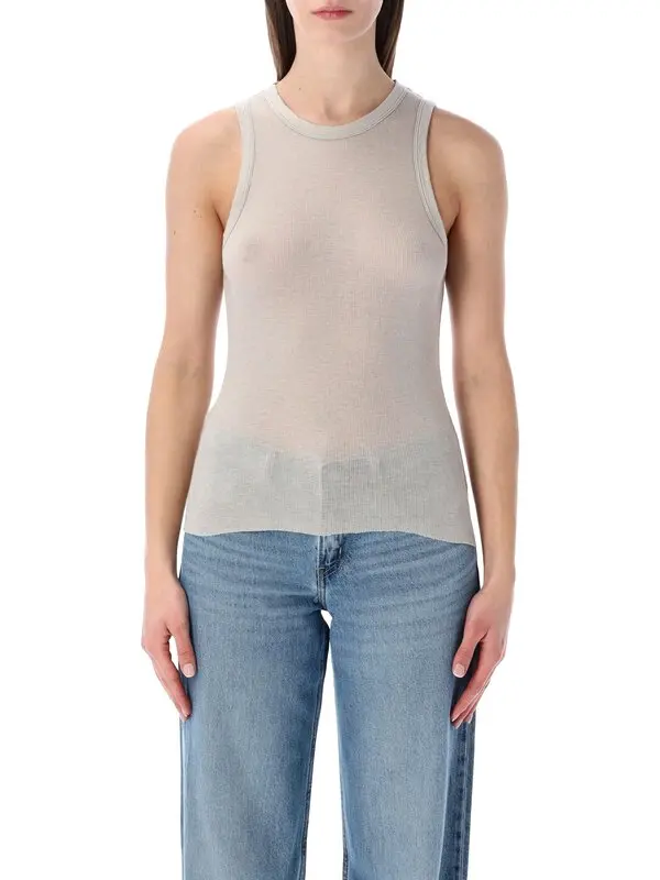 JAMES PERSE Cotton Cashmere Rib Shell Top - Salt Beige