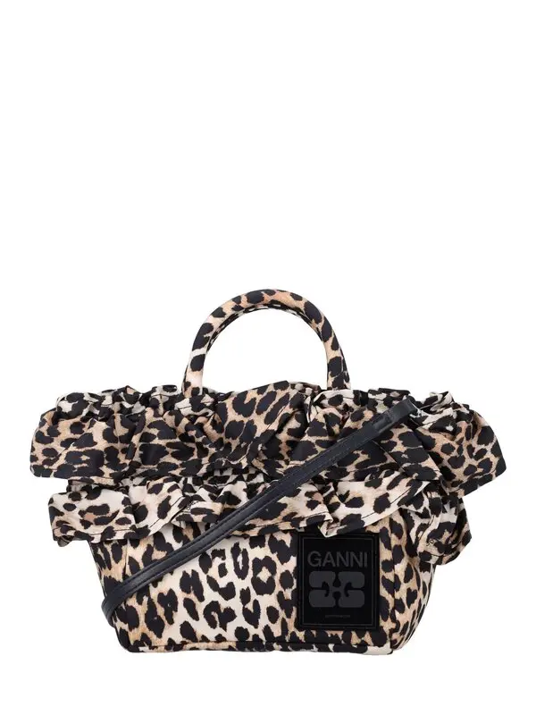 GANNI Leopard Mini Ruffled Shopper - Leo