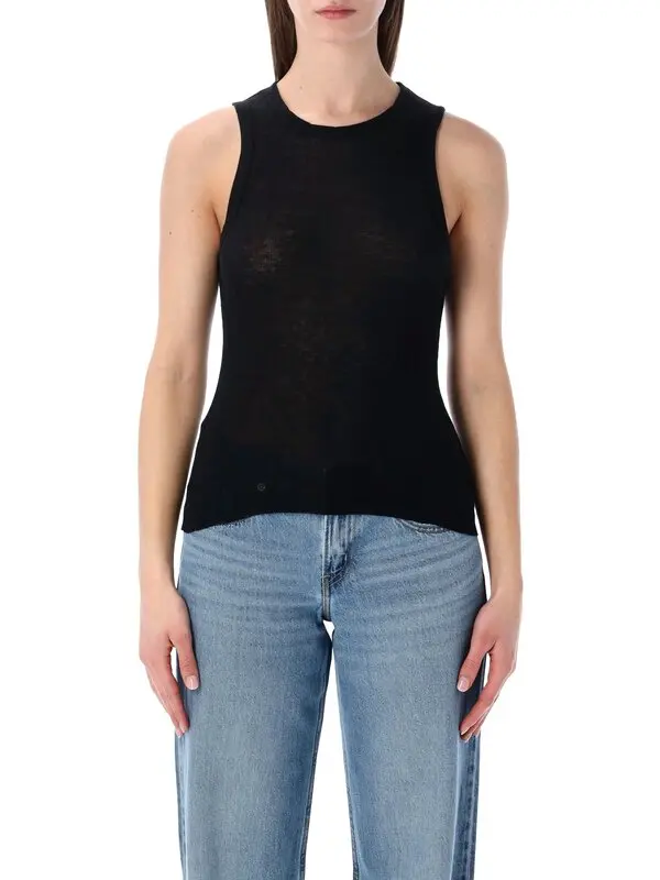 JAMES PERSE Cotton Cashmere Rib Shell Top - Black