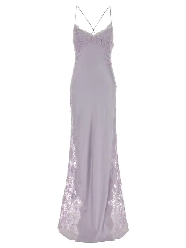 Ermanno Scervino Long Satin Dress - Purple