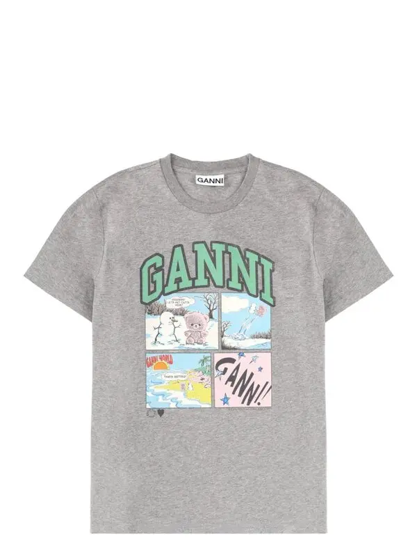 GANNI Printed T-shirt - Grey