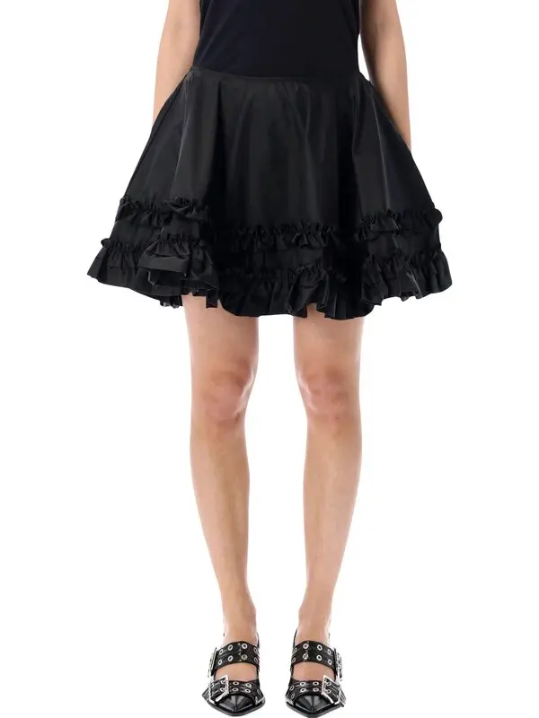 GANNI Duchesse Nylon Mini Skirt - Black