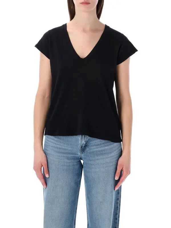 JAMES PERSE Cotton Deep V Tee - Black