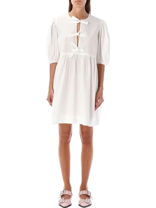 GANNI Cotton Mini Dress - White