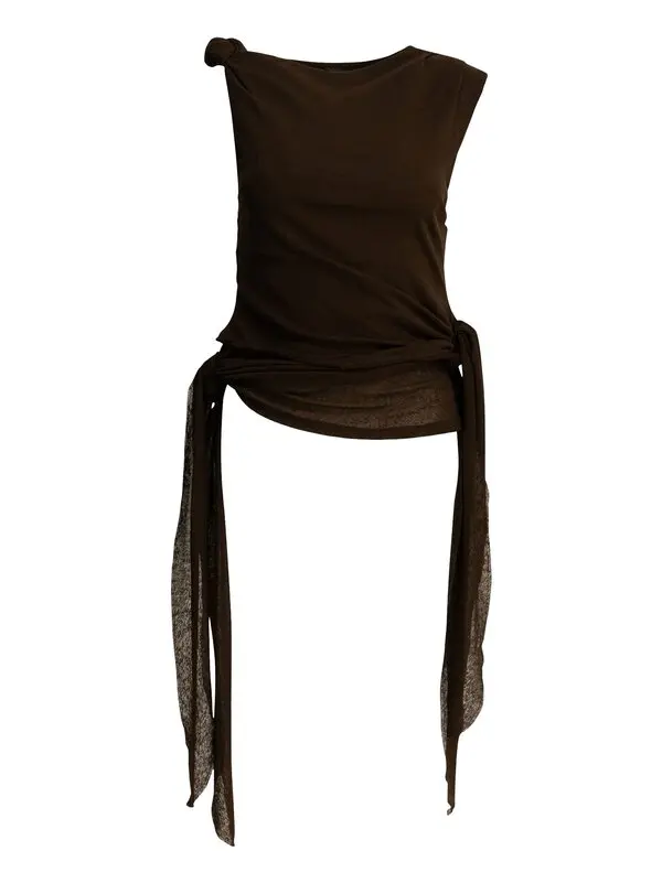 GANNI Draped Tank Top - Brown