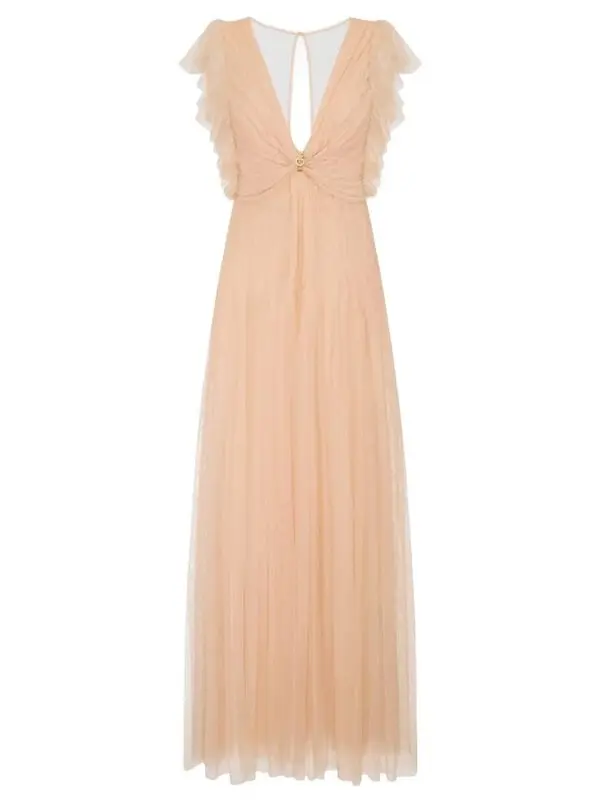 Elisabetta Franchi Tulle Evening Dress - Nude