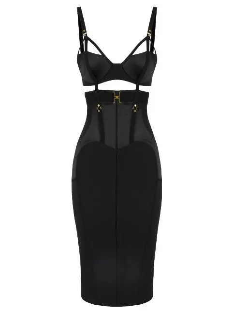 Elisabetta Franchi Bustier Midi Dress - Black