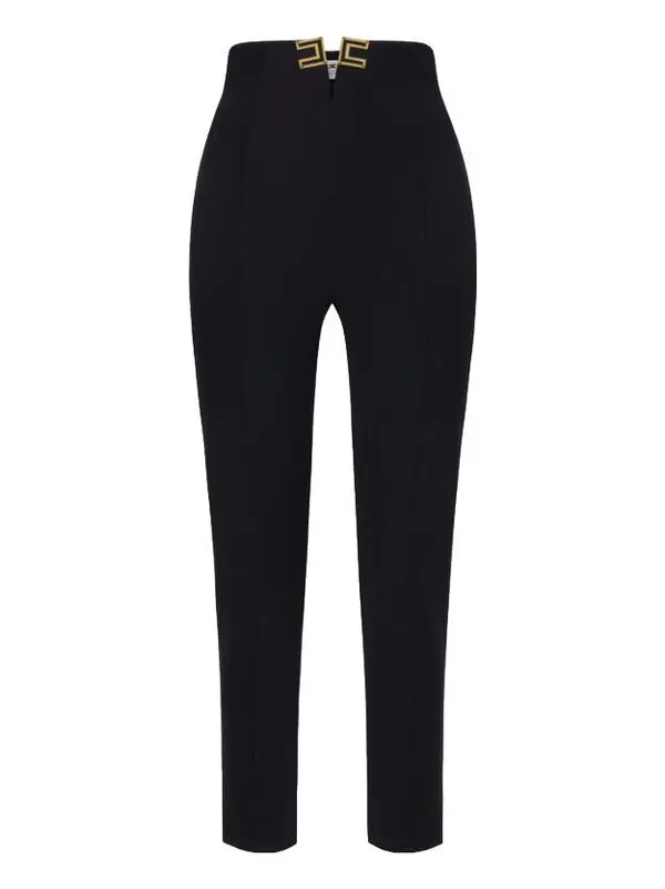 Elisabetta Franchi Logo Detail Trousers - Black