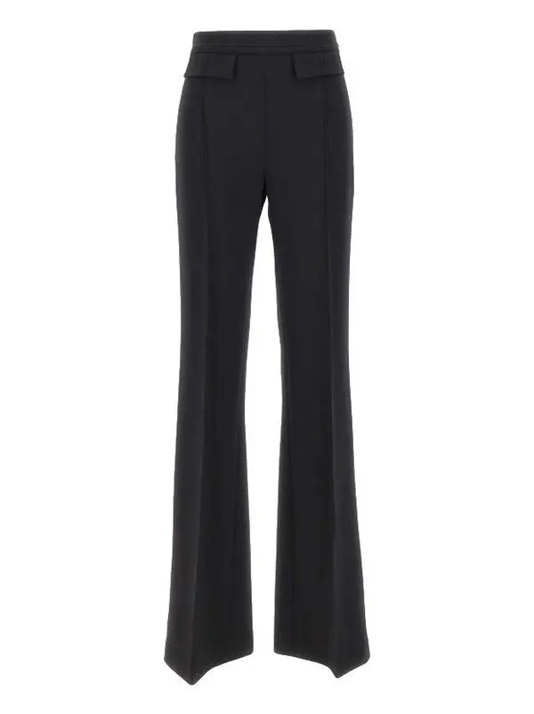 Elisabetta Franchi Double-stretch Crepe Trousers With Embroidered Logo - Black