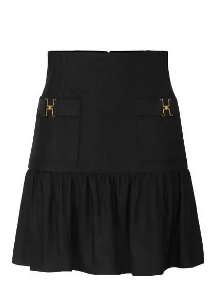 Elisabetta Franchi Linen Blend Skirt - Black