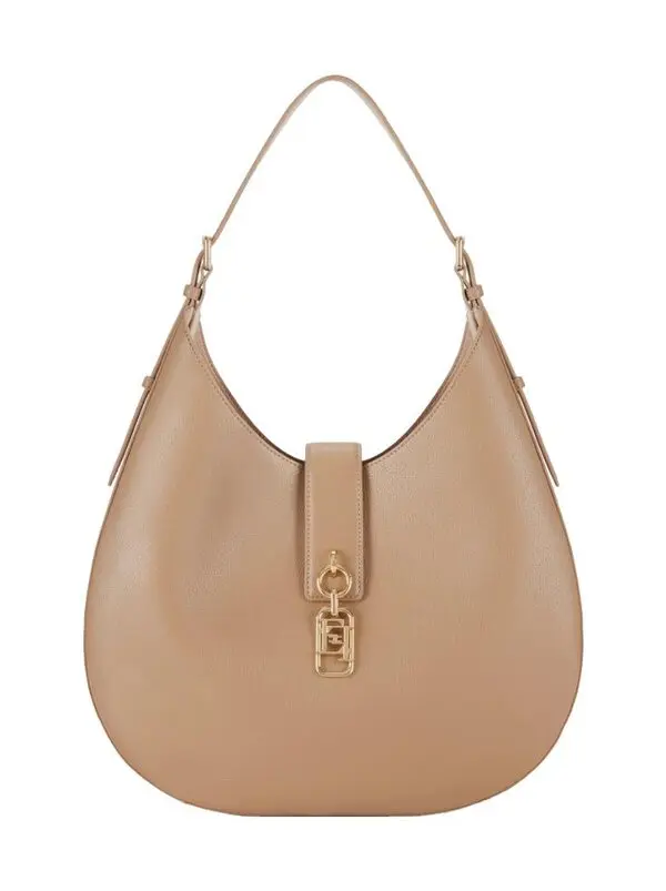Elisabetta Franchi Round Hobo Bag With Logo Charm - Argilla