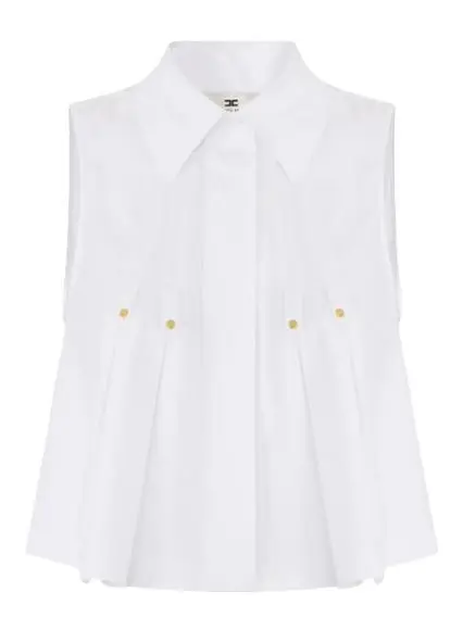 Elisabetta Franchi Poplin Sleeveless Shirt - White