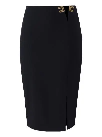 Elisabetta Franchi Logo Detail Midi Skirt - Black