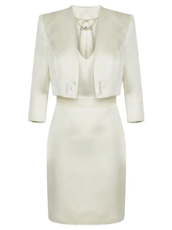 Elisabetta Franchi Dress With Jacket - Burro