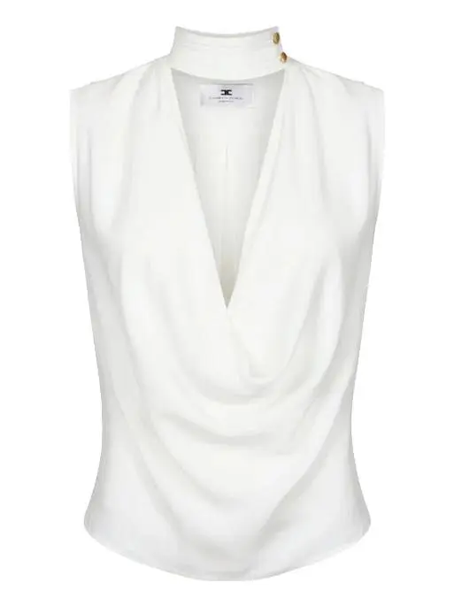 Elisabetta Franchi Georgette Top - Ivory
