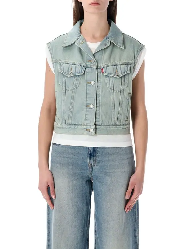 LEVI'S Shrunken 90’s Sleeveless Denim Trucker Vest - All Grades Light Blue