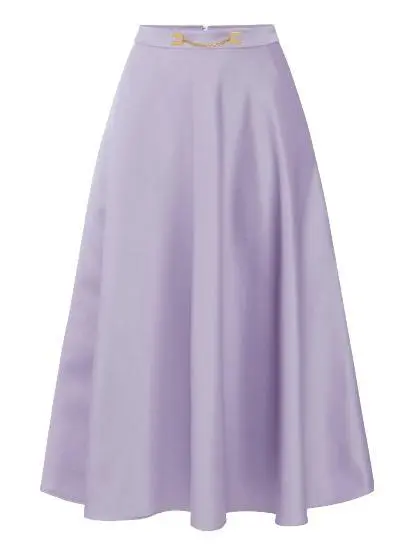 Elisabetta Franchi Logo Chain Detail Duchesse Skirt - Lilac
