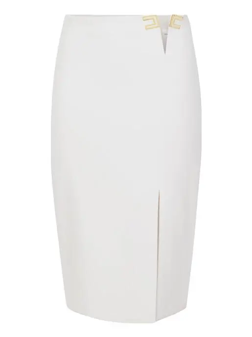 Elisabetta Franchi Logo Detail Midi Skirt - Ivory
