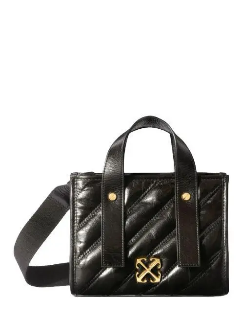 Off-White Quilted Leather Tote Bag - Black