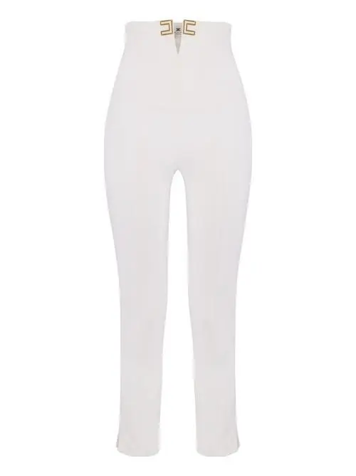 Elisabetta Franchi Logo Detailed Trousers - Ivory