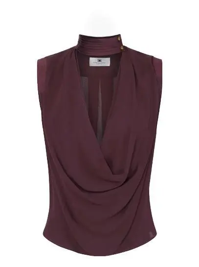 Elisabetta Franchi Georgette Top - Brown