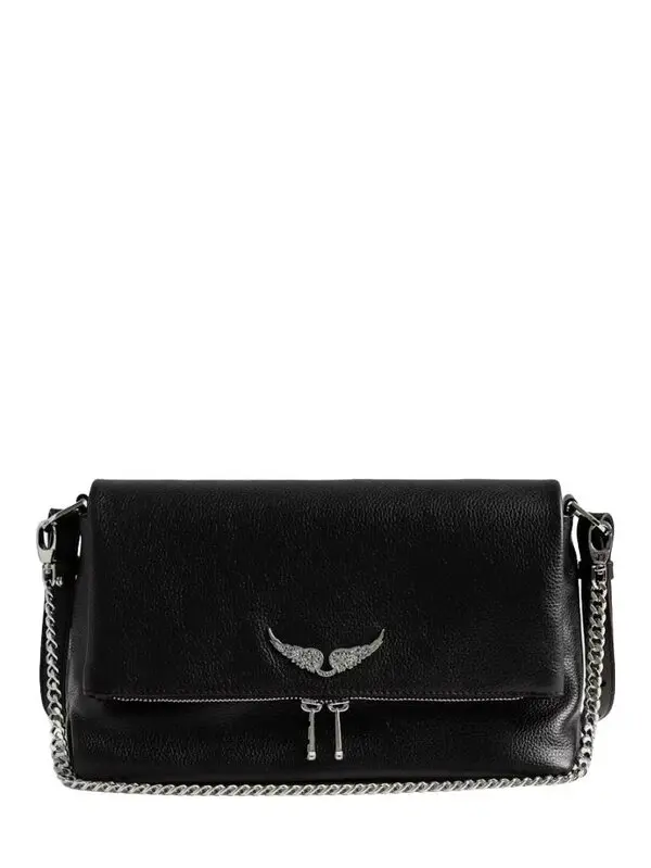 Zadig&Voltaire Grained Leather Shoulder Bag With Chain - Black