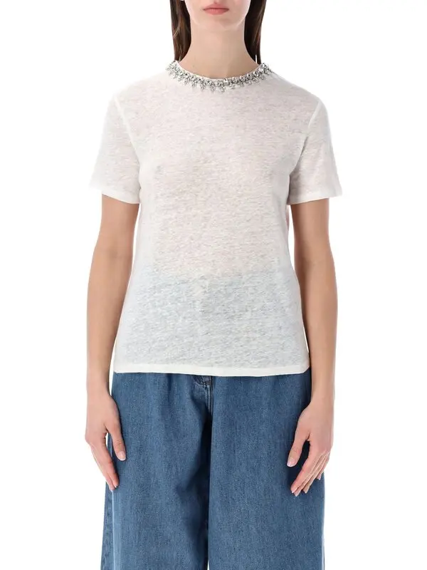 Zimmermann Embellished Linen Tee - White