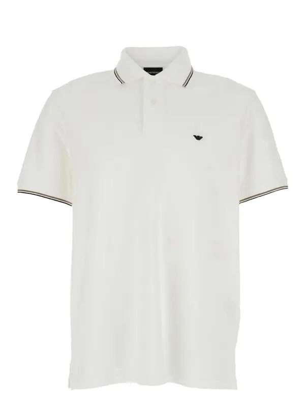 Emporio Armani Logo Cotton Polo Shirt - White