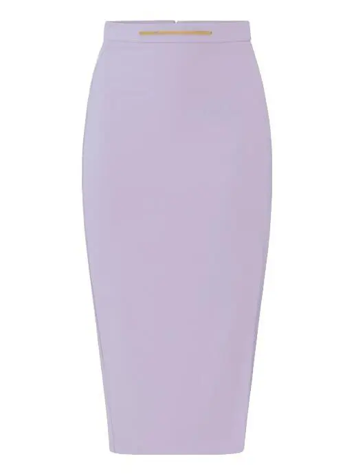 Elisabetta Franchi Pencil Skirt With Jewel Plaque - Lilac
