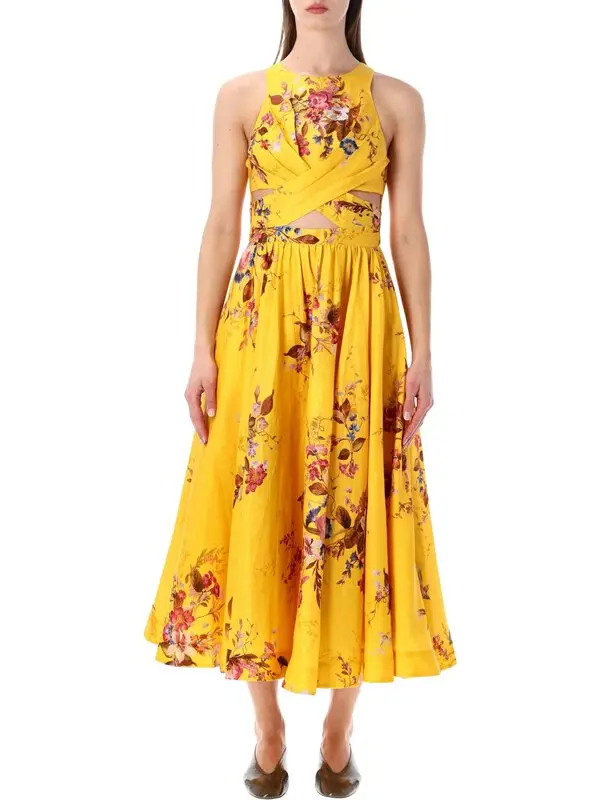 Zimmermann Patience Midi Dress - Mustard Flower