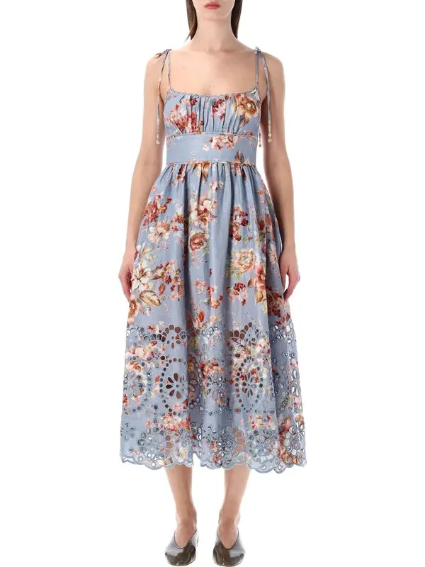 Zimmermann Awaken Picnic Dress - Chambray Blue Floral