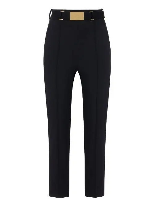 Elisabetta Franchi Slim Fit Trousers With Belt - Black