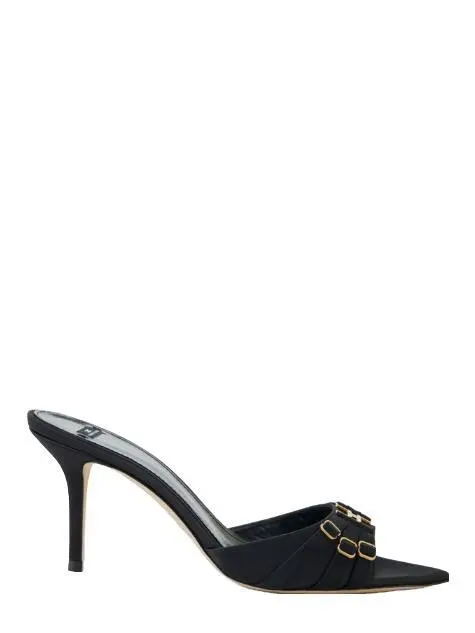Elisabetta Franchi Leather Mules - Black