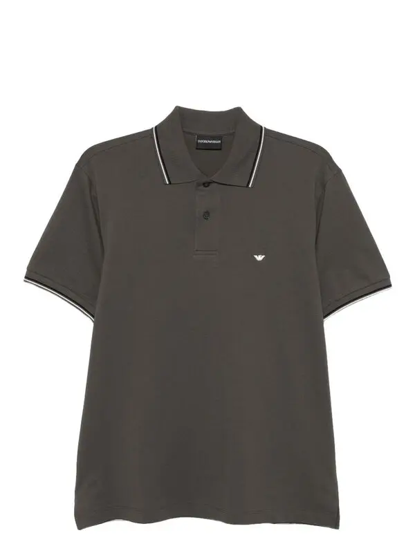 Emporio Armani Logo Cotton Polo Shirt - Grey