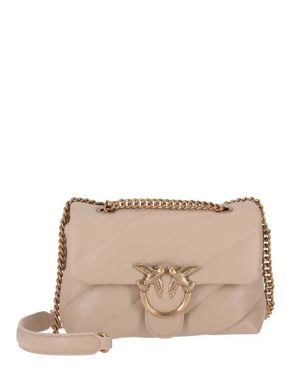 Pinko Love Puff Mini Bag In Sheep Nappa - Beige-grigio Fumo-antique Gold
