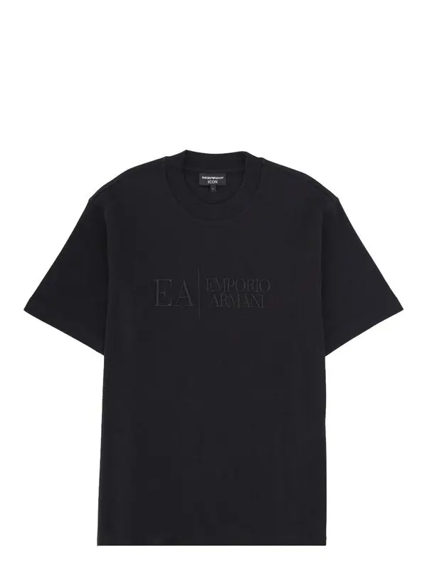 Emporio Armani T Shirt With Icon Embroidery - Black