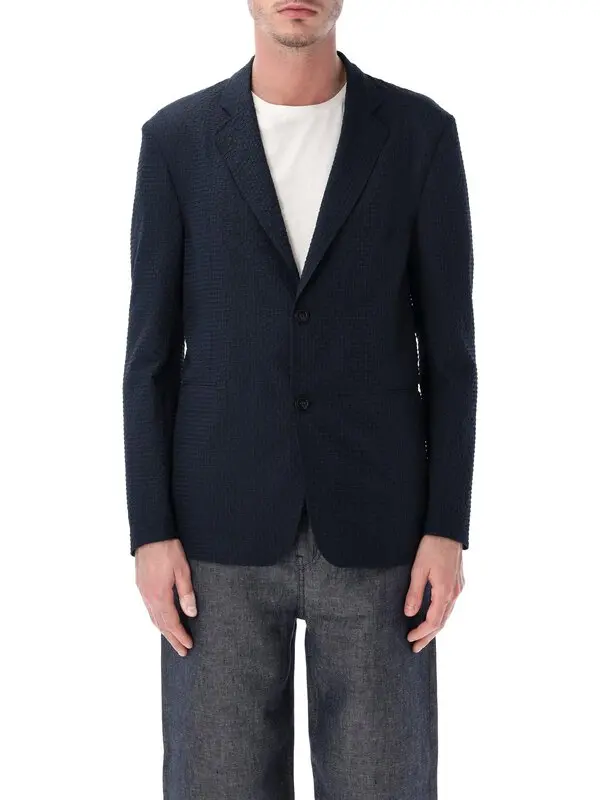 Emporio Armani Seersucker Blazer - Blue