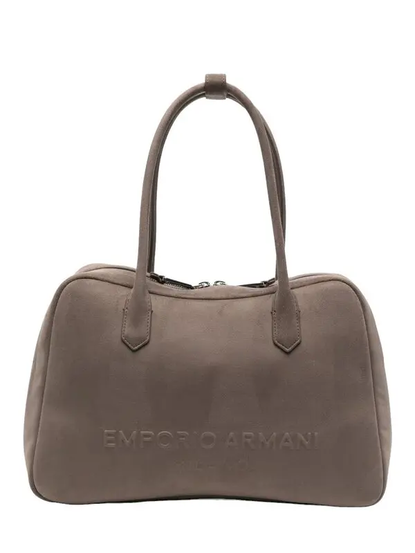 Emporio Armani Leather Shoulder Bag - Dove Grey
