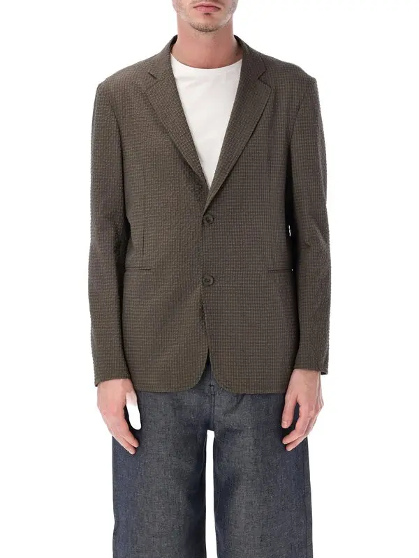 Emporio Armani Seersucker Blazer - Noce Brown