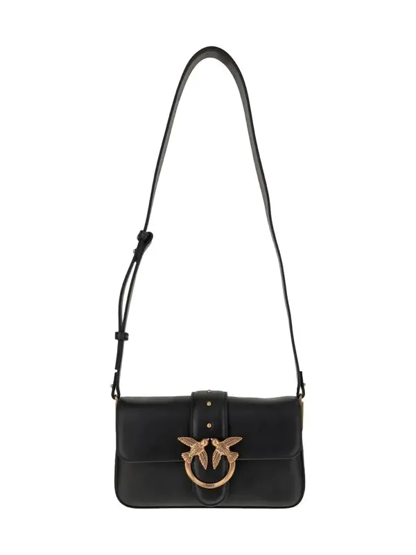 Pinko Love One Mini Slouchy Fl Shoulder Bag - Nero-antique Gold