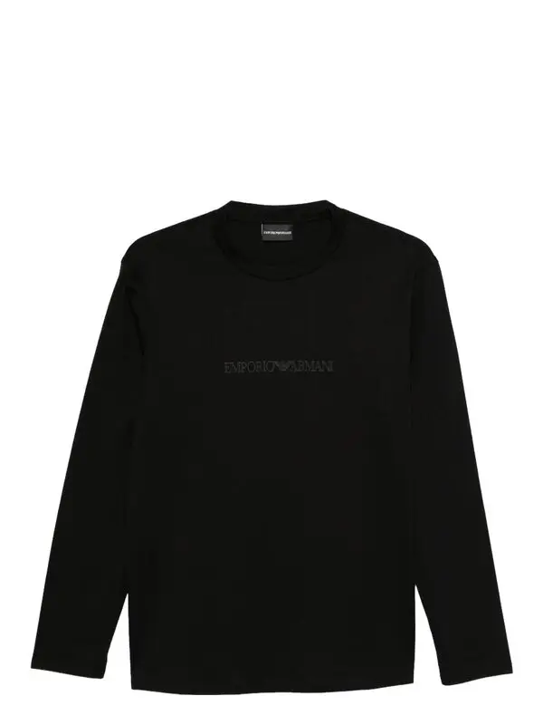 Emporio Armani Logo Cotton T Shirt - Black