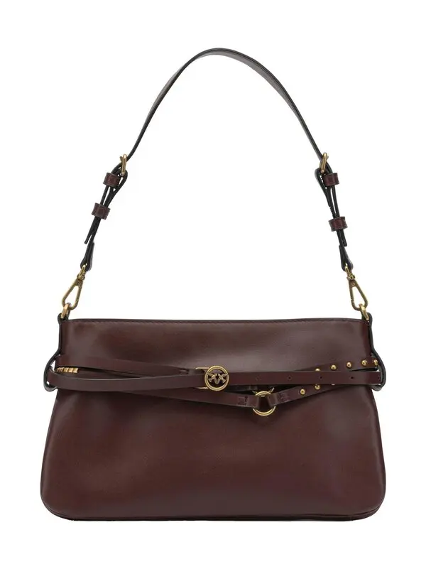 Pinko Leather Shoulder Bag - Bordeaux