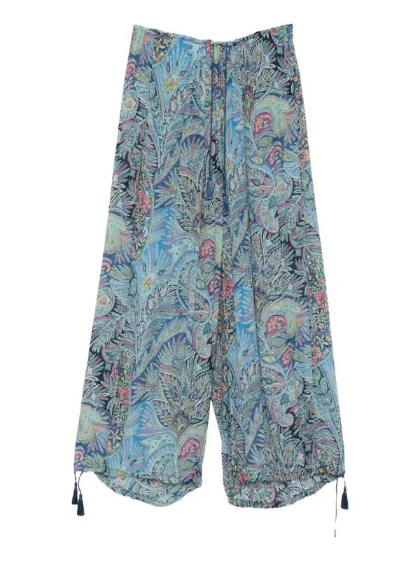 Etro Printed Wide Leg Pants - Clear Blue