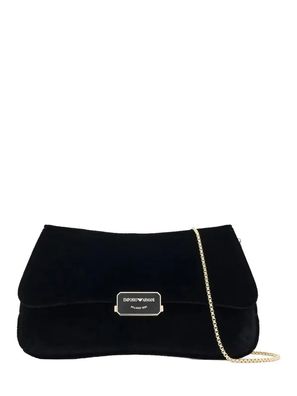 Emporio Armani Velvet Clutch With Detachable Strap - Black