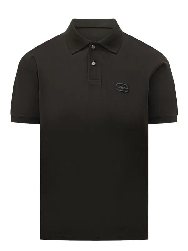 Emporio Armani Logo Cotton Polo Shirt - Black