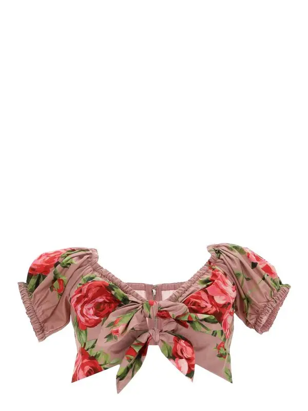 Dolce & Gabbana Bouquet Rose Print Top - Pink