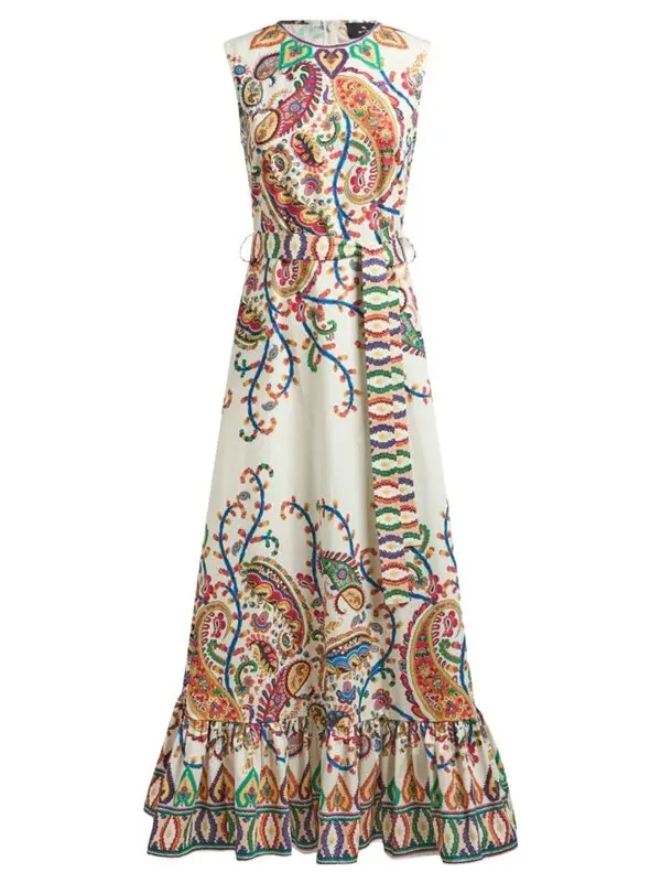 Etro Long Dress With Floral Paisley Print - Multicolour
